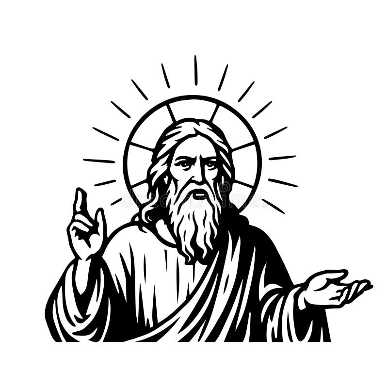 Jesus Black and White Vector Illustration. Stencil or Silhouette of God ...