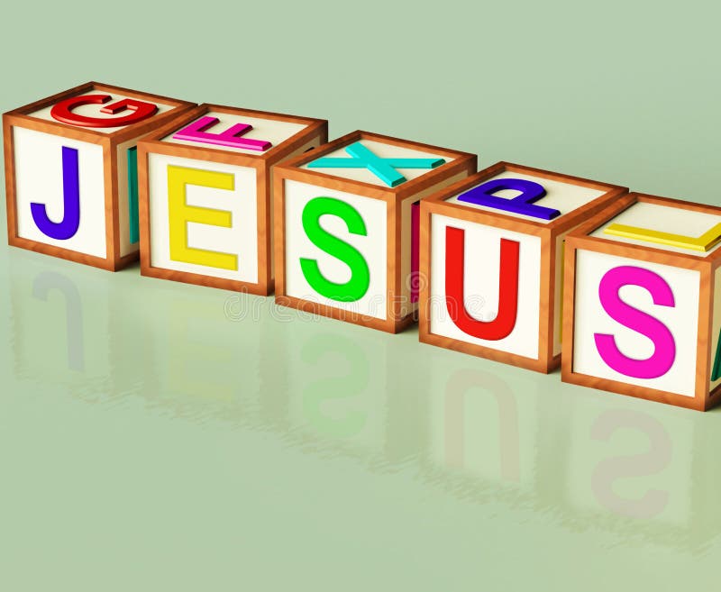 Jesus Blocks Mean Christianity Faith and Saviour Stock Illustration ...