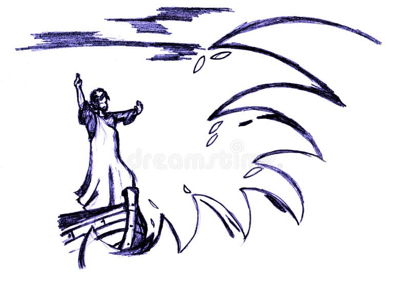Jesus calms the storm stock illustration. Illustration of calming ...