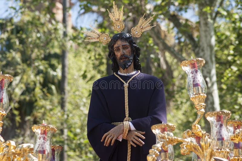 Jesus Captive in the Procession of the Holy Week in Seville Stock Photo ...