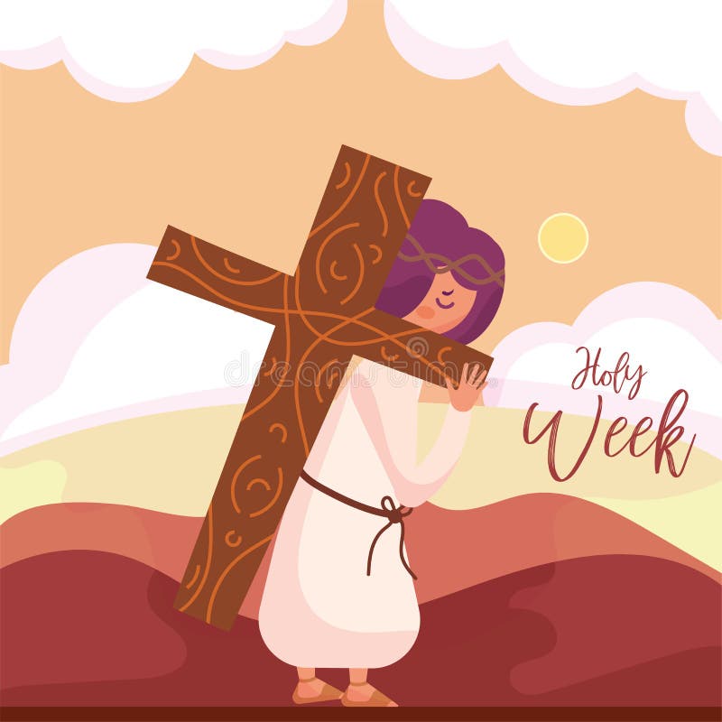 Jesus Carrying the Cross Holy Week Vector Stock Vector - Illustration ...