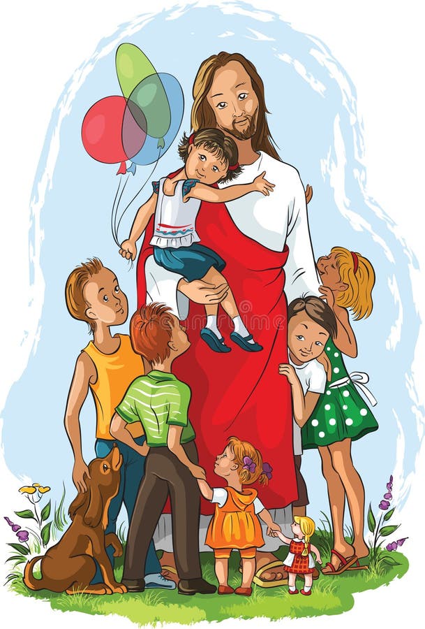 Jesus with Children stock vector. Illustration of blessing - 19836208