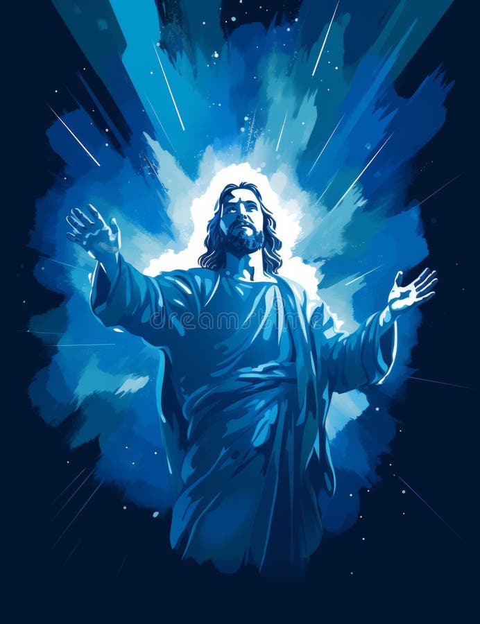 Jesus Christ on a Blue Background Stock Illustration - Illustration of ...