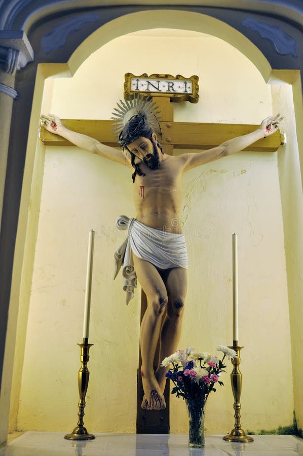 Jesus Christ on a cross stock image. Image of praying - 14294201