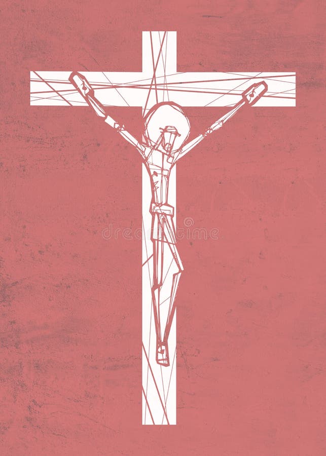 Jesus Christ at the Cross Ink Illustration Stock Illustration ...
