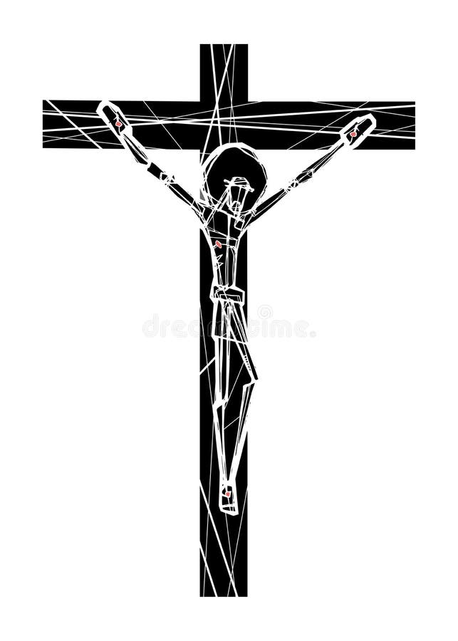 Jesus Christ at the Cross Ink Illustration Stock Vector - Illustration ...
