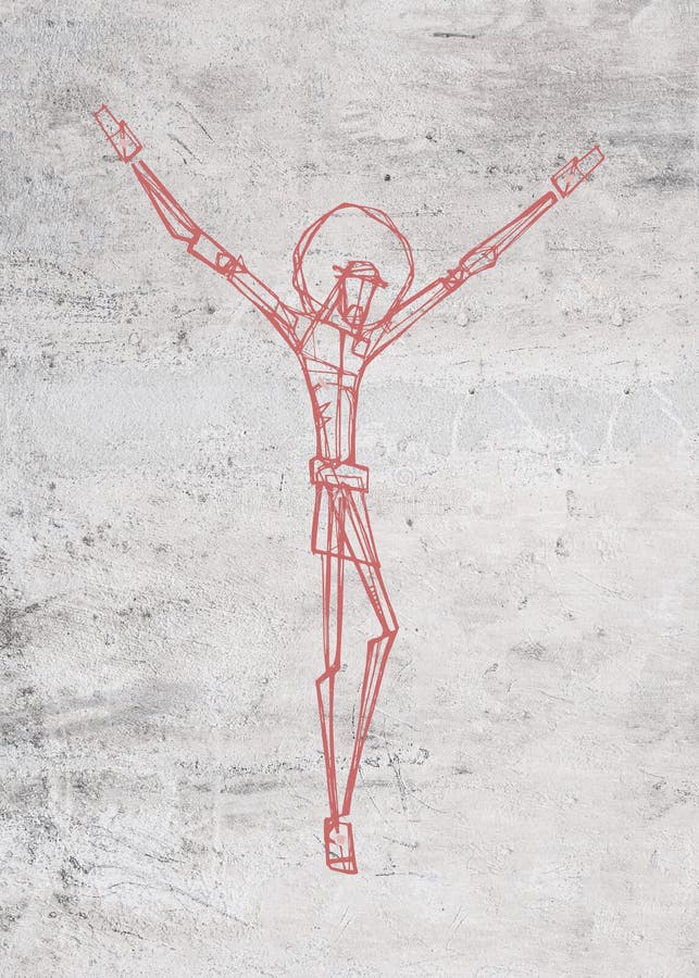 Jesus Christ at the Cross Ink Illustration Stock Illustration ...
