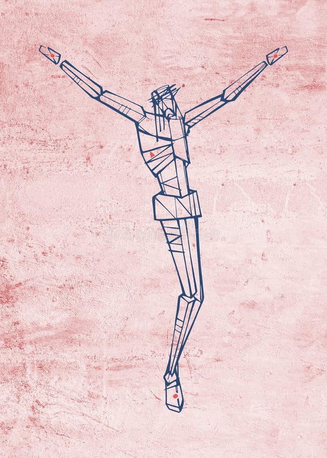 Jesus Christ at the Cross Ink Illustration Stock Illustration ...