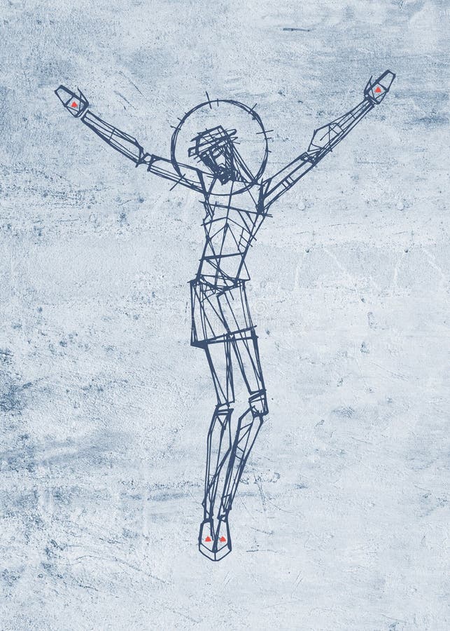 Jesus Christ at the Cross Ink Illustration Stock Illustration ...