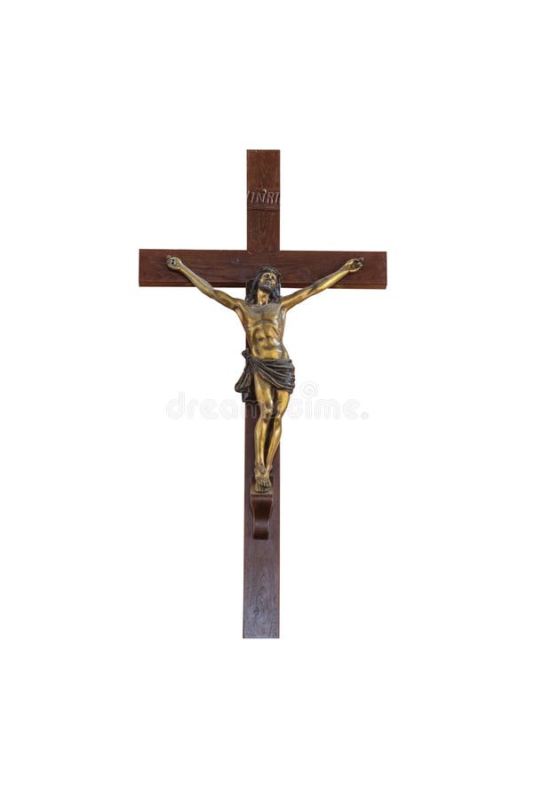 Jesus Christ on Cross Isolated on White Stock Photo - Image of halo ...