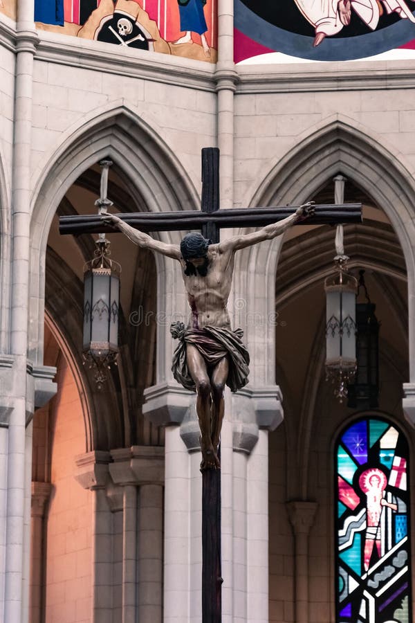 Jesus Christ on the Cross in Madrid Cathedral Stock Photo - Image of ...