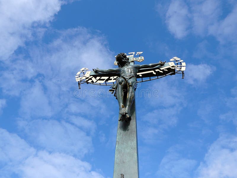 Jesus Christ on the Cross, Prague, Czech Republic Stock Photo - Image ...