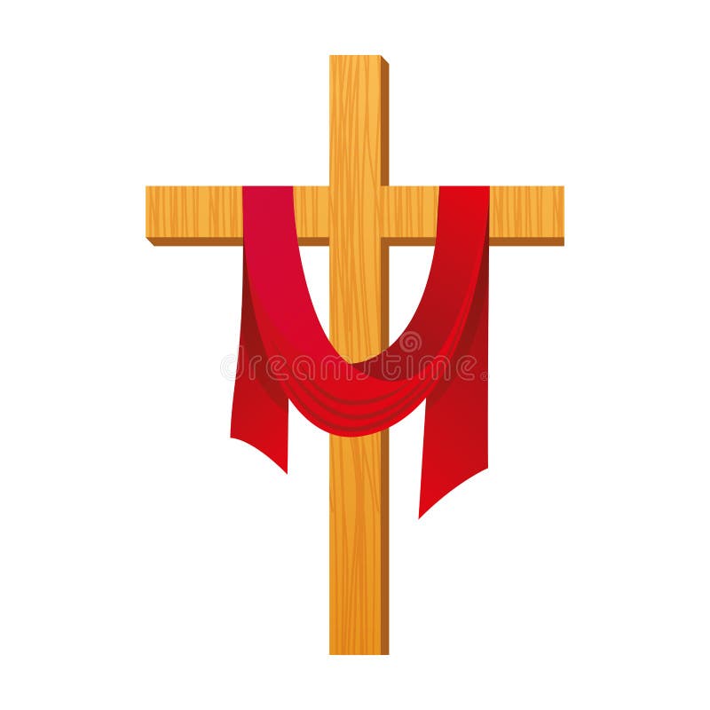 Jesus Cross With Red Cloth