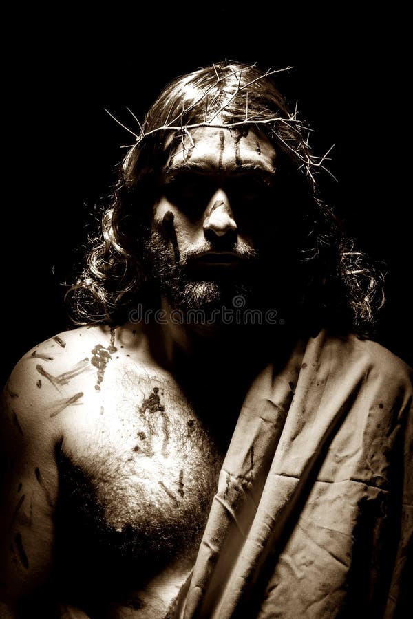 Jesus Christ with Crown of Thorns Stock Photo - Image of prayer ...