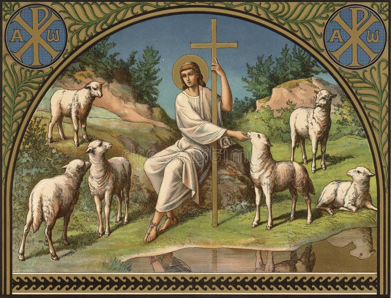 Jesus Christ is De Goede Herder Stock Illustratie - Illustration of ...