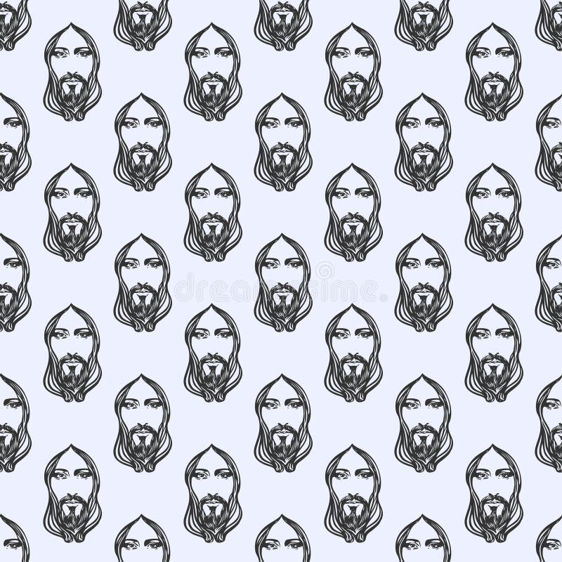 Jesus Christ Drawing Pattern. Vector Stock Vector - Illustration of ...