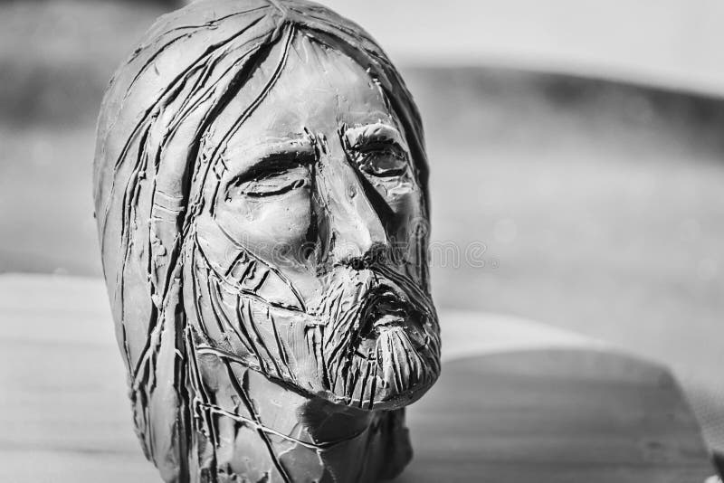 Jesus Christ Face Clay Sculpture Stock Photo - Image of sculpture ...