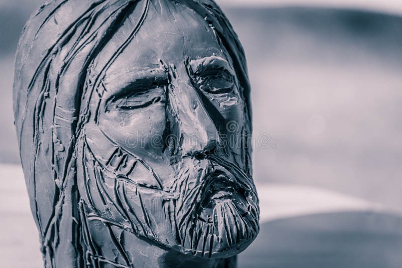 Jesus Christ Face Clay Sculpture Stock Image - Image of christian ...