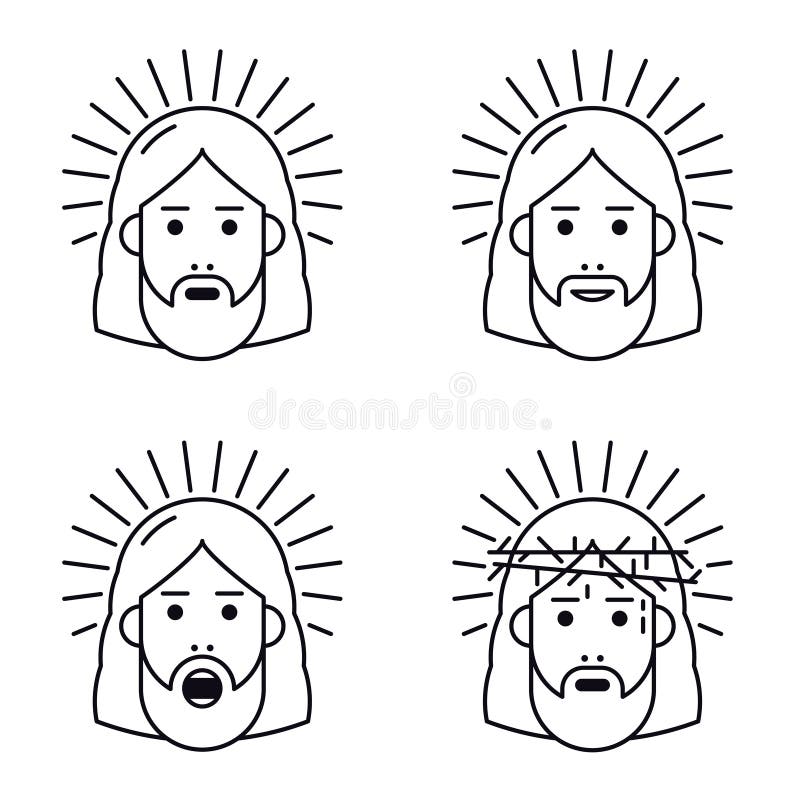 Jesus Christ Face Flat Icon Stock Vector - Illustration of love, jesus ...