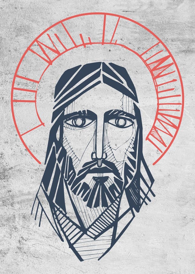 Jesus Christ Face Hand Drawn Illustration Stock Illustration ...