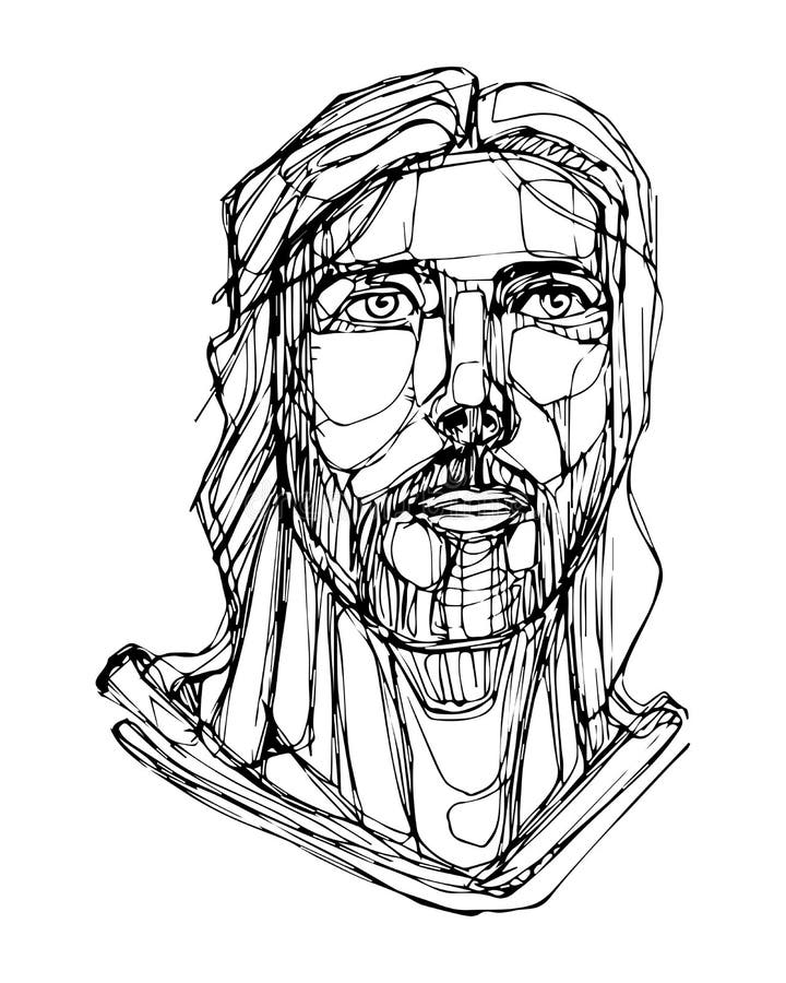 Illustration of the Face of Jesus Christ Looking Up Stock Illustration ...