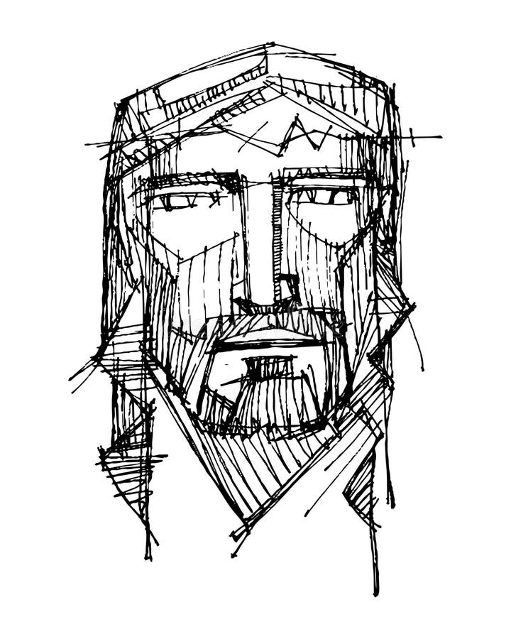 Jesus Christ Face Ink Illustration Stock Vector - Illustration of ...
