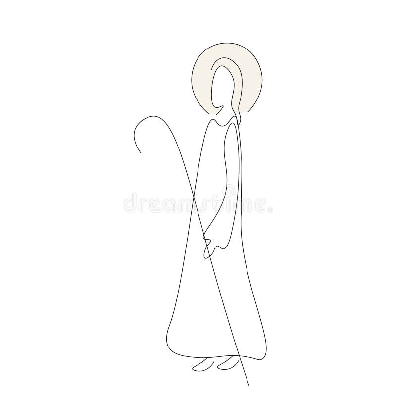 Jesus Christ Good Shepherd Line Drawing, Vector Illustration Stock ...