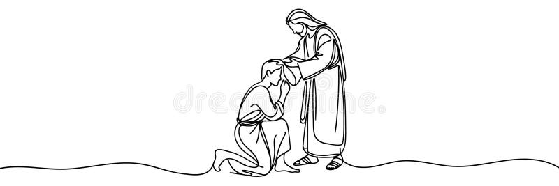 Jesus Christ Continuous One Line Drawing. Vector Illustration Stock ...