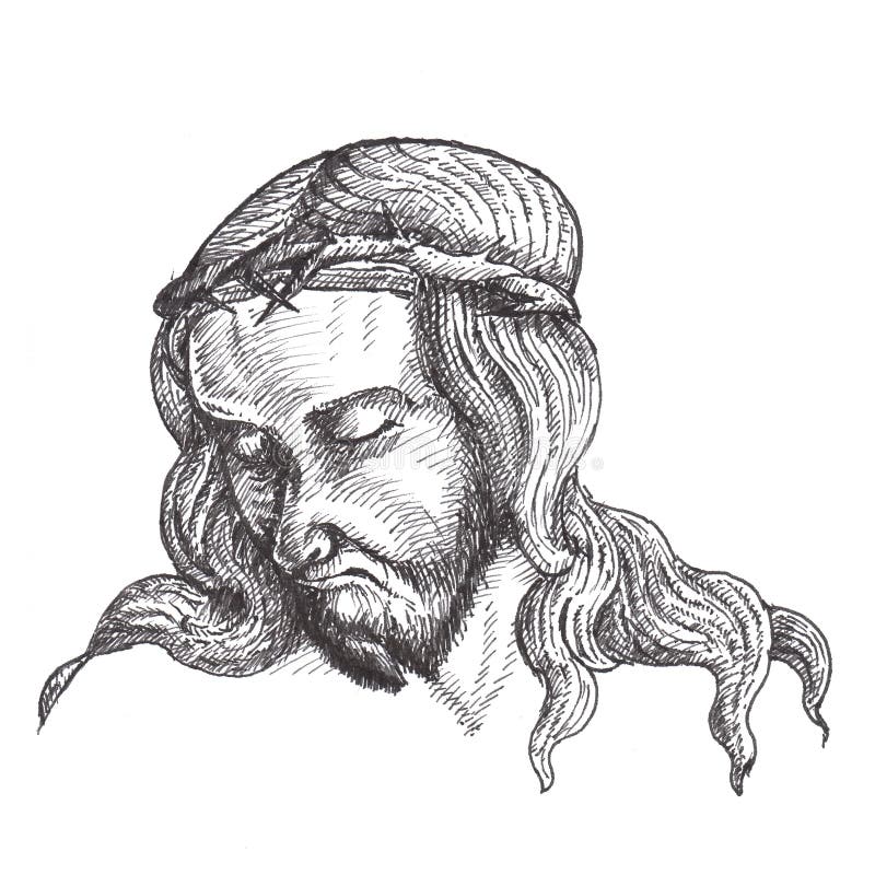 Jesus Christ ink drawings stock illustration. Illustration of scanned ...