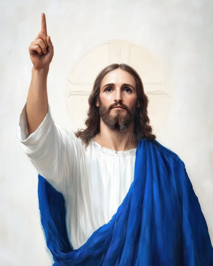 Jesus Christ Pointing Upward Stock Illustration - Illustration of ... Jesus Christ Pointing Upward Stock Illustration - Illustration of ...