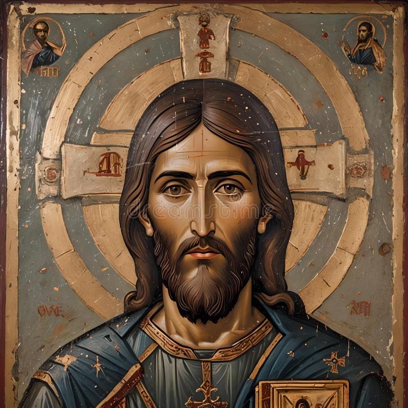 Jesus Christ Portrait, Orthodox Wall Icon. Stock Illustration ...
