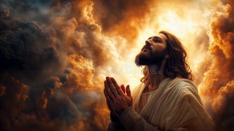 Jesus Christ Praying His Father in the Heaven Stock Footage - Video of ...