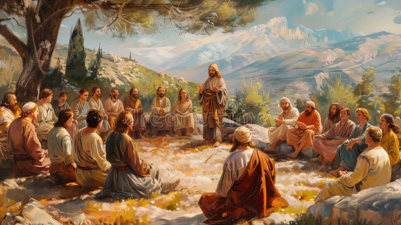 Jesus Christ Preaching at the Sermon on the Mount, Blessing the Poor ...
