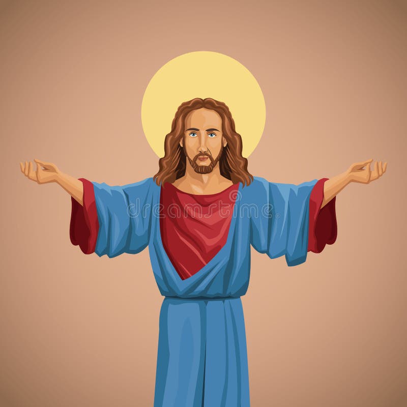 Jesus Christ Religious Image Blessed Stock Illustration - Illustration ...