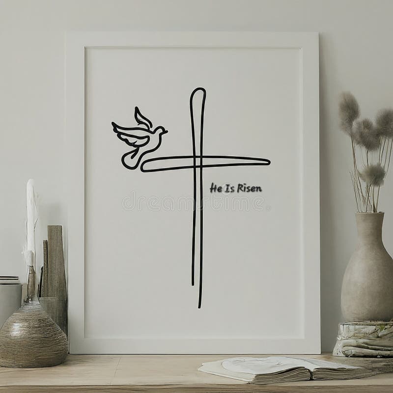 Jesus Christ Resurrection he is Risen Text Stock Photo - Image of ...