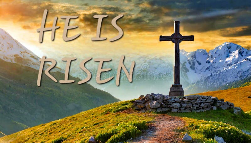 Jesus Christ Resurrection he is Risen Text Stock Illustration ...