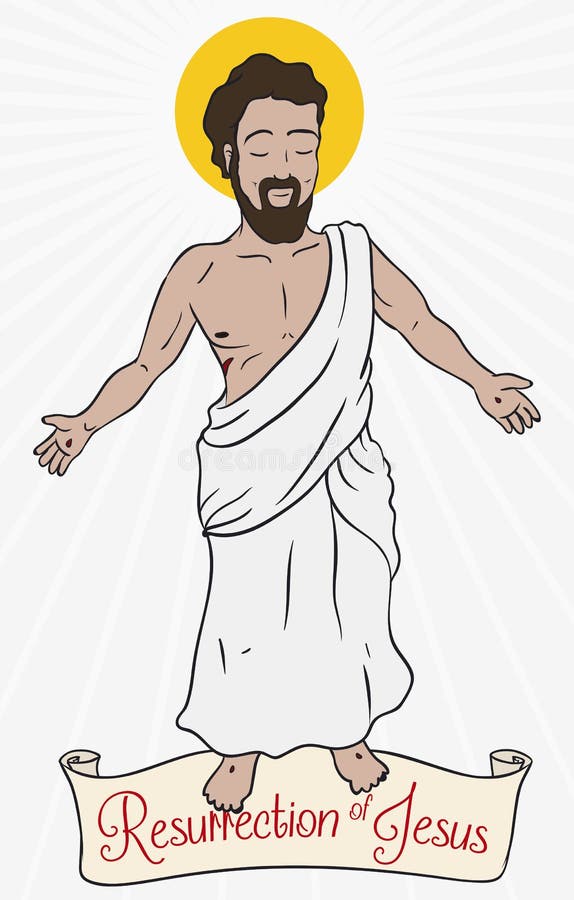 Jesus Christ`s Resurrection Design with Scroll for Easter Celebration ...