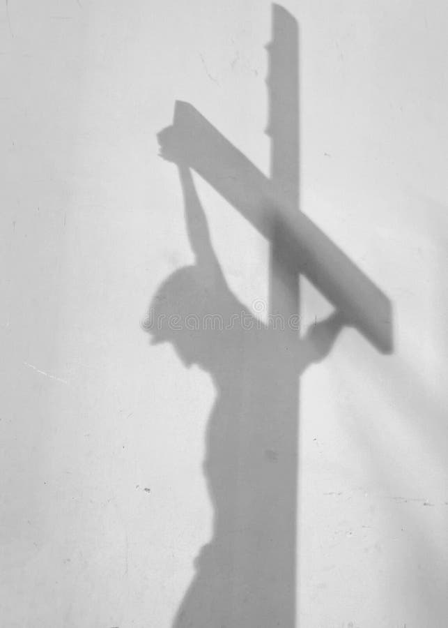 Crucifix Shadow on Stone Wall Stock Image - Image of church, cross ...