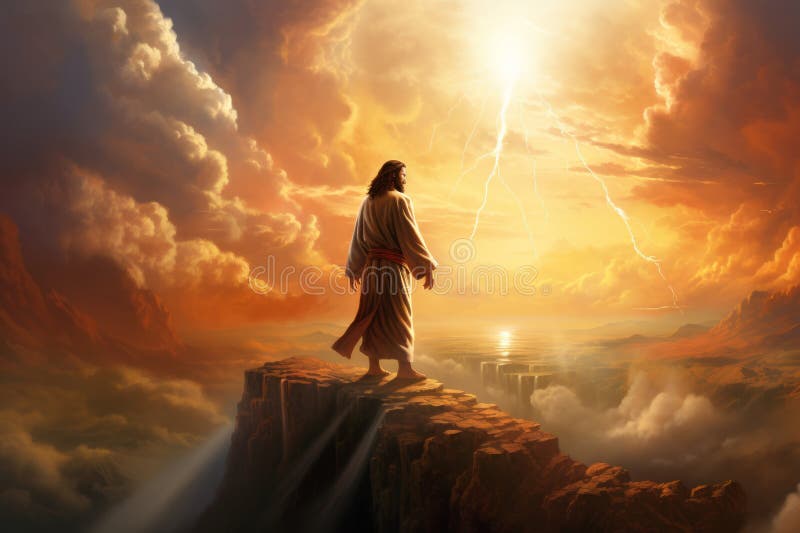 Jesus Christ in the sky stock illustration. Illustration of faith ...