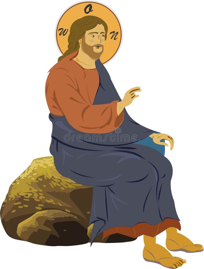 Jesus Christ Standing on a Stone Vector Stock Vector - Illustration of ...