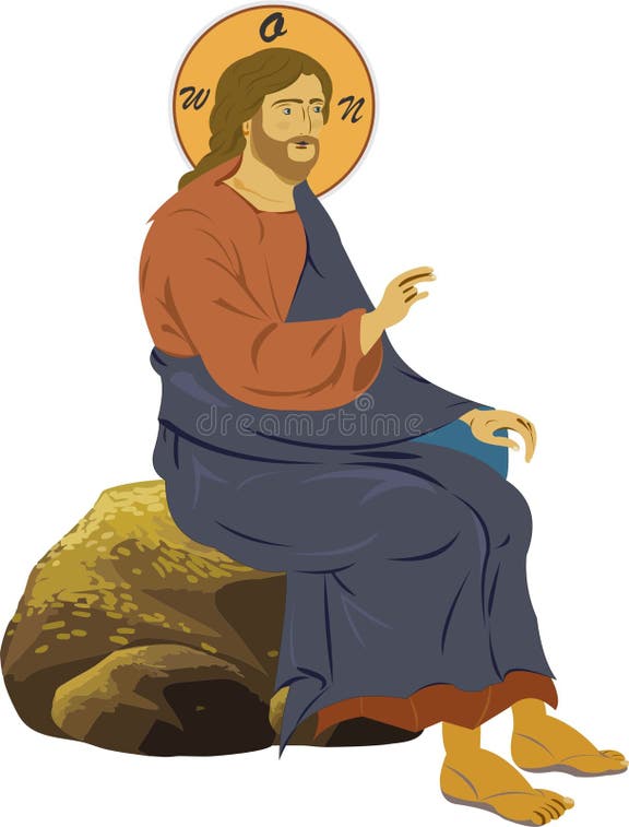 Jesus Christ Standing on a Stone Vector Stock Vector - Illustration of ...