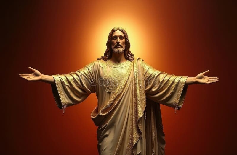 A Jesus Christ Statue with a Red Background Stock Illustration ...