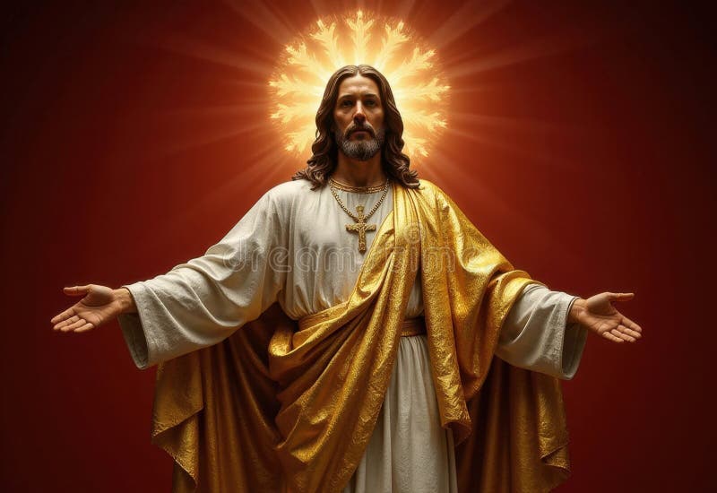 A Jesus Christ Statue with a Red Background Stock Illustration ...