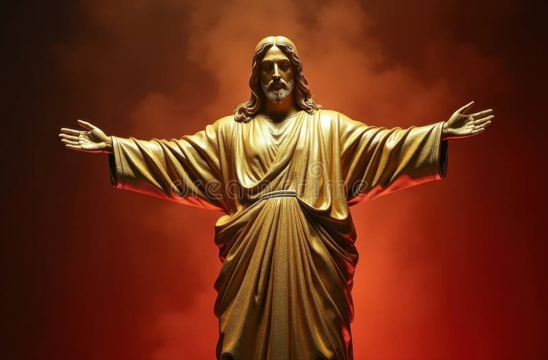 A Jesus Christ Statue with a Red Background Stock Illustration ...