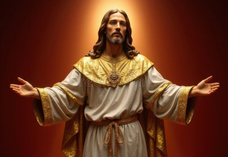 A Jesus Christ Statue with a Red Background Stock Illustration ...