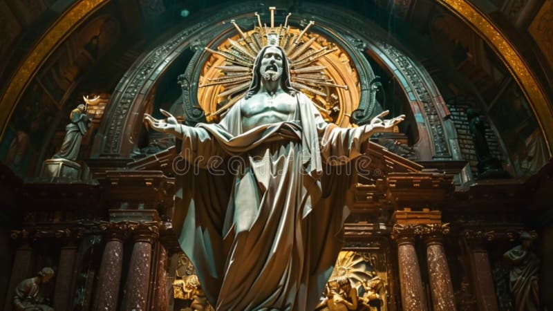 Jesus Christ Statue Sculpture Inside a Christian Church Stock Footage ...