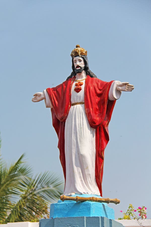 Jesus Christ Statue Tiracol Fort. India Goa Stock Photo - Image of ...