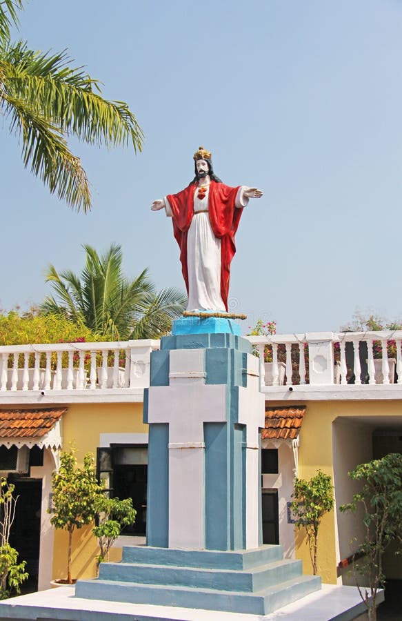 Jesus Christ Statue Tiracol Fort. India Goa Stock Image - Image of ...