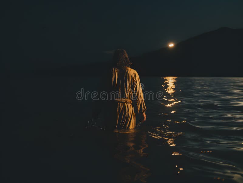 Jesus Christ Walking Towards the Boat in the Evening. AI Generated ... Jesus Christ Walking Towards the Boat in the Evening. AI Generated ...