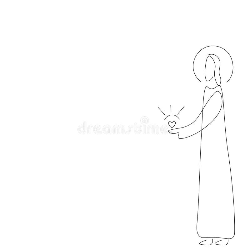 Jesus Christ Good Shepherd Line Drawing, Vector Illustration Stock ...
